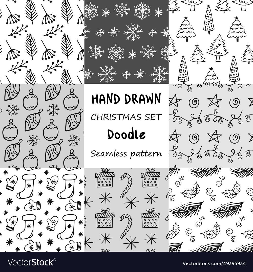 Hand drawn collection of christmas doodles Vector Image