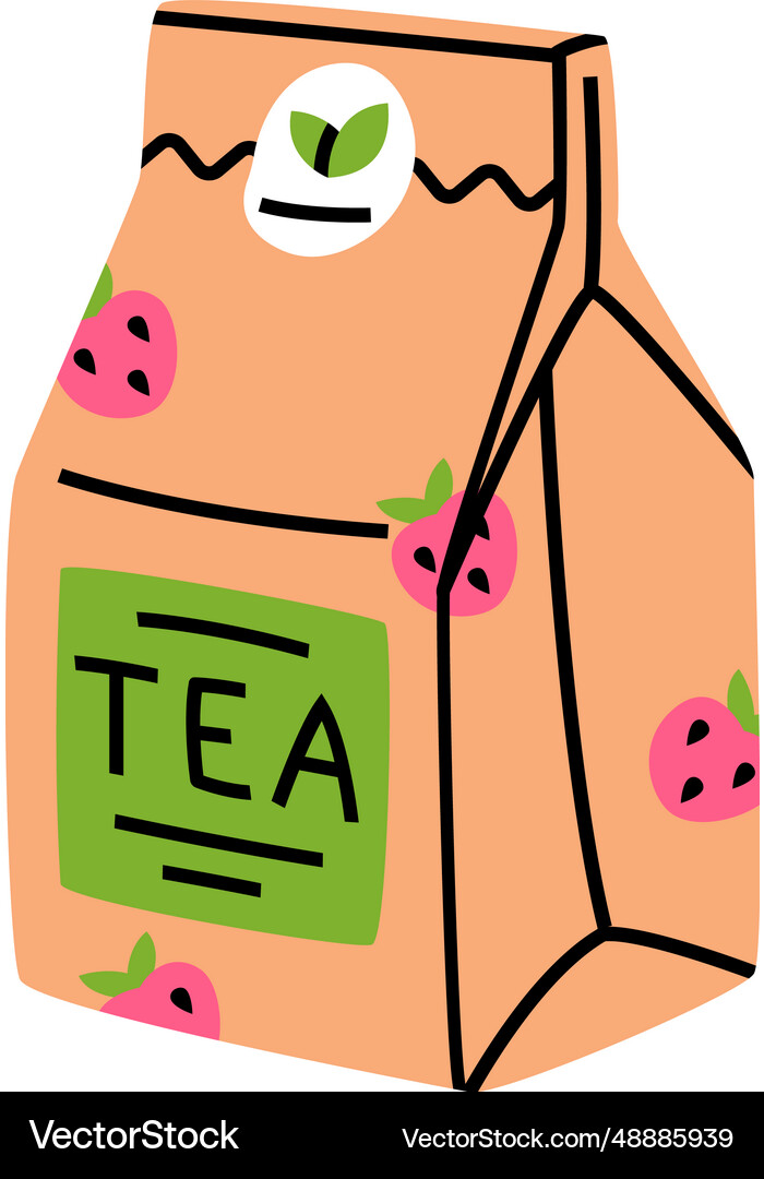 Closed paper tea package for market merchandise Vector Image