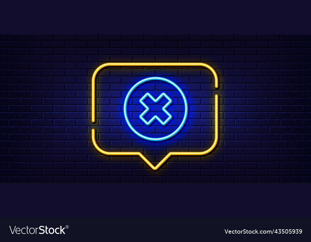Delete line icon remove sign neon light speech Vector Image Delete line icon remove sign neon light speech Vector Image