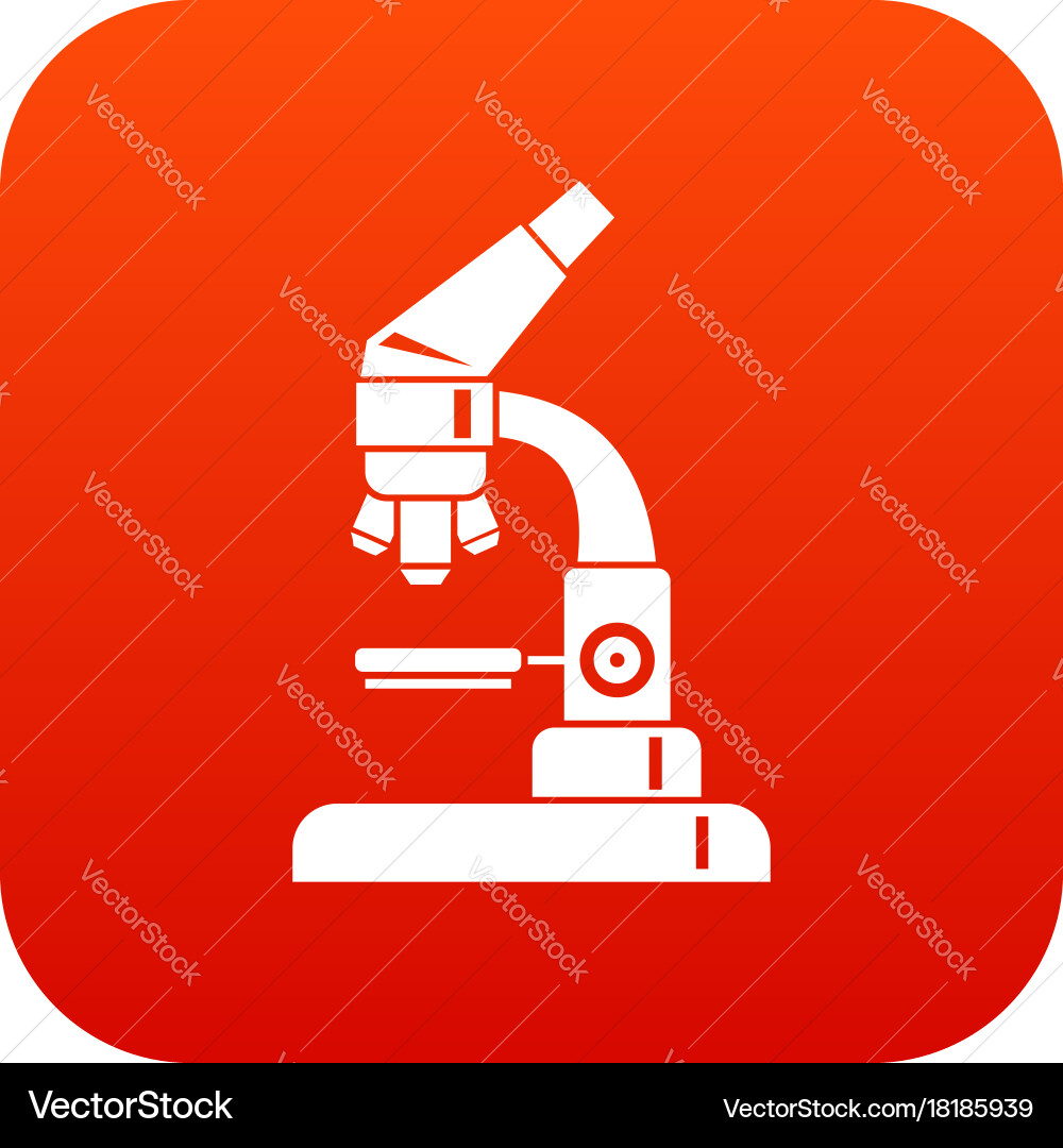 Microscope icon digital red Royalty Free Vector Image