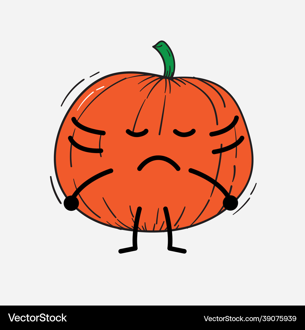 Pumpkin character with cute face and simple body Vector Image