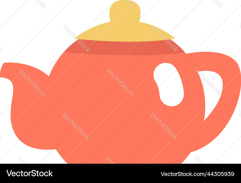 Red teapot with yellow lid on a white background Vector Image