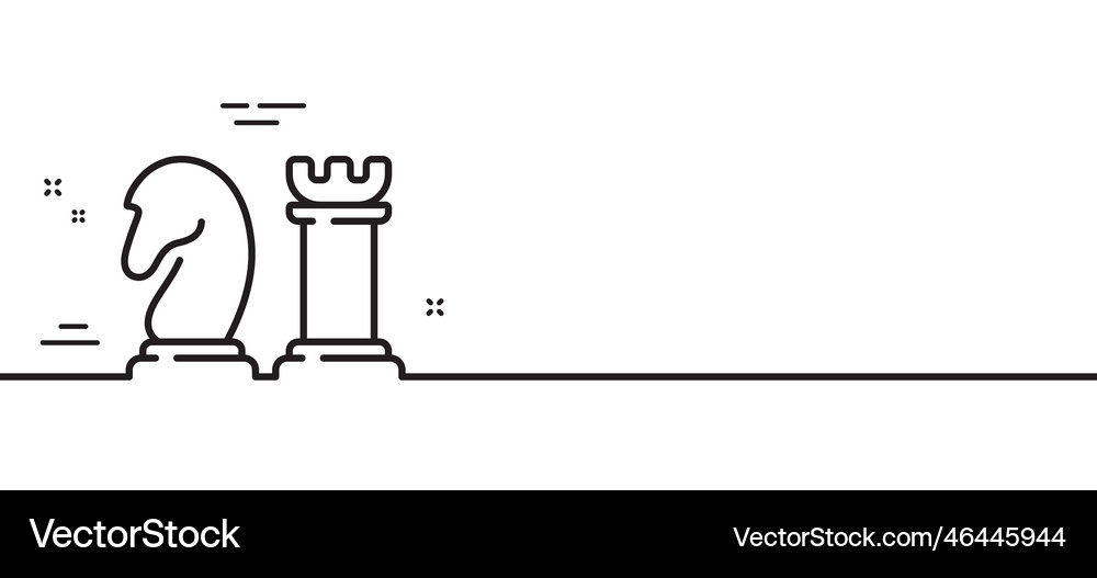 Chess line icon business strategy sign Royalty Free Vector