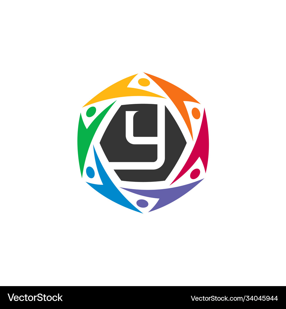 Letter y community logo template Royalty Free Vector Image