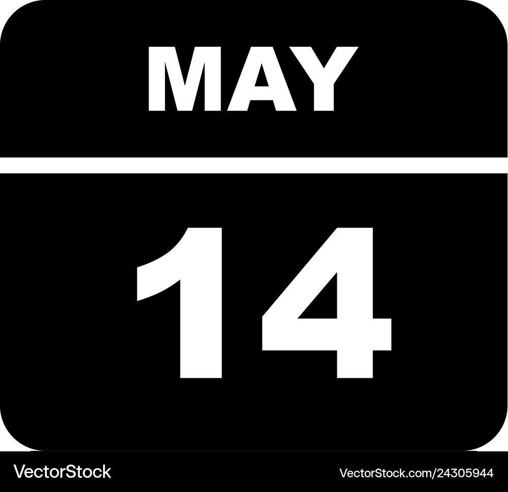 May 14th date on a single day calendar Royalty Free Vector