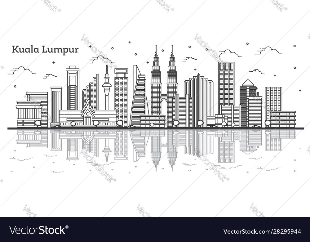 Outline kuala lumpur malaysia city skyline Vector Image Outline kuala lumpur malaysia city skyline Vector Image
