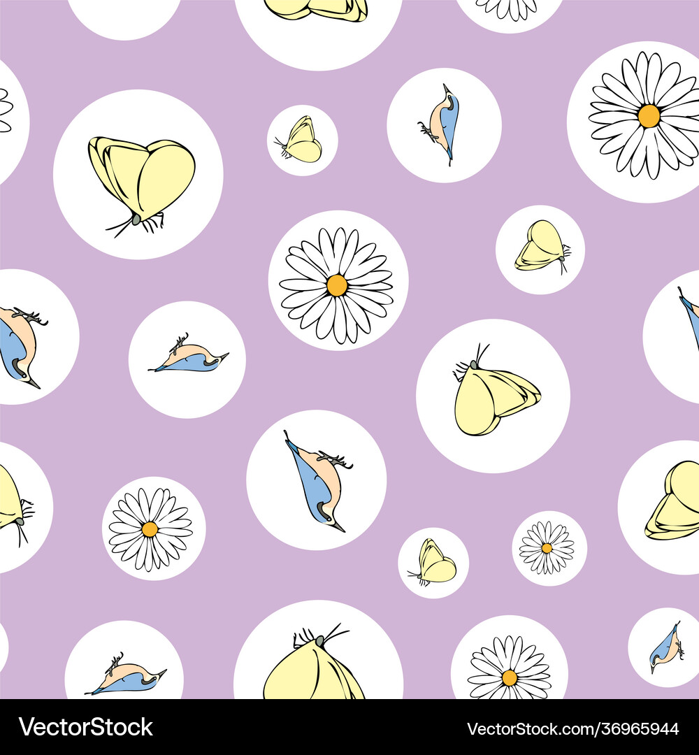 Pastel purple background daisy flowers Royalty Free Vector