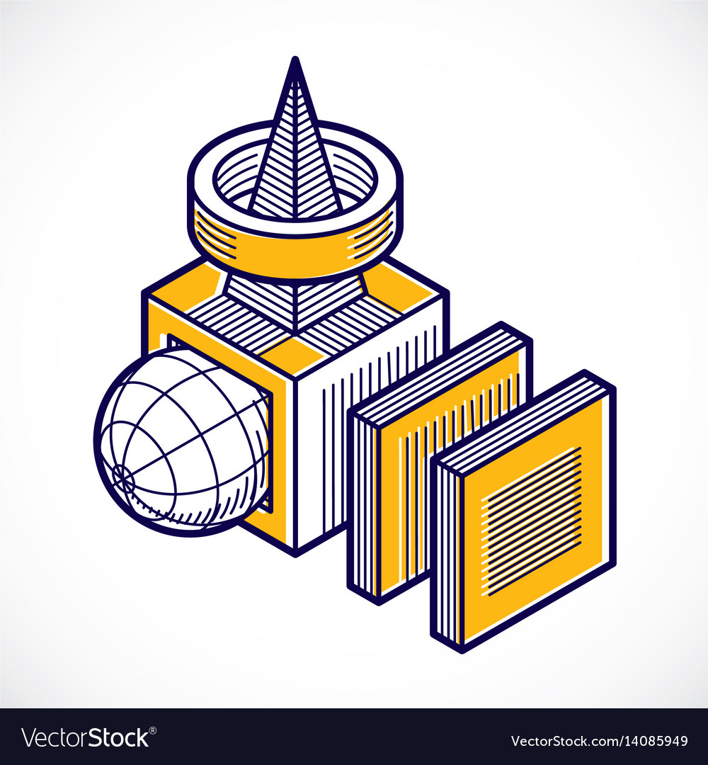 3d engineering abstract shape made using cubes Vector Image