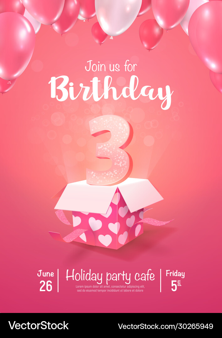 Celebrating 3 years birthday 3d Royalty Free Vector Image