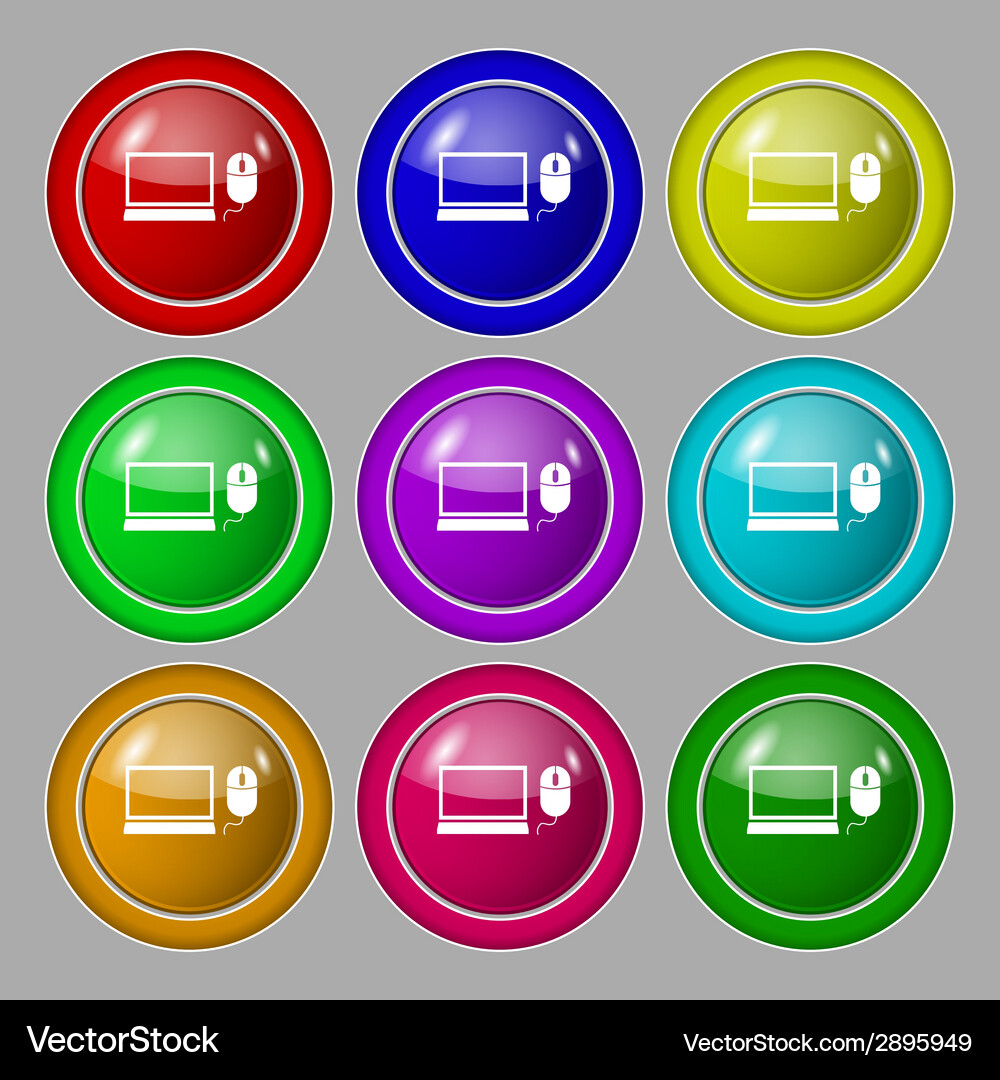Computer widescreen monitor mouse sign icon set Vector Image