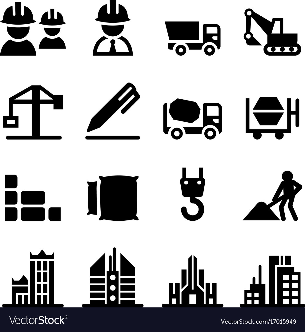 Construction icon set Royalty Free Vector Image