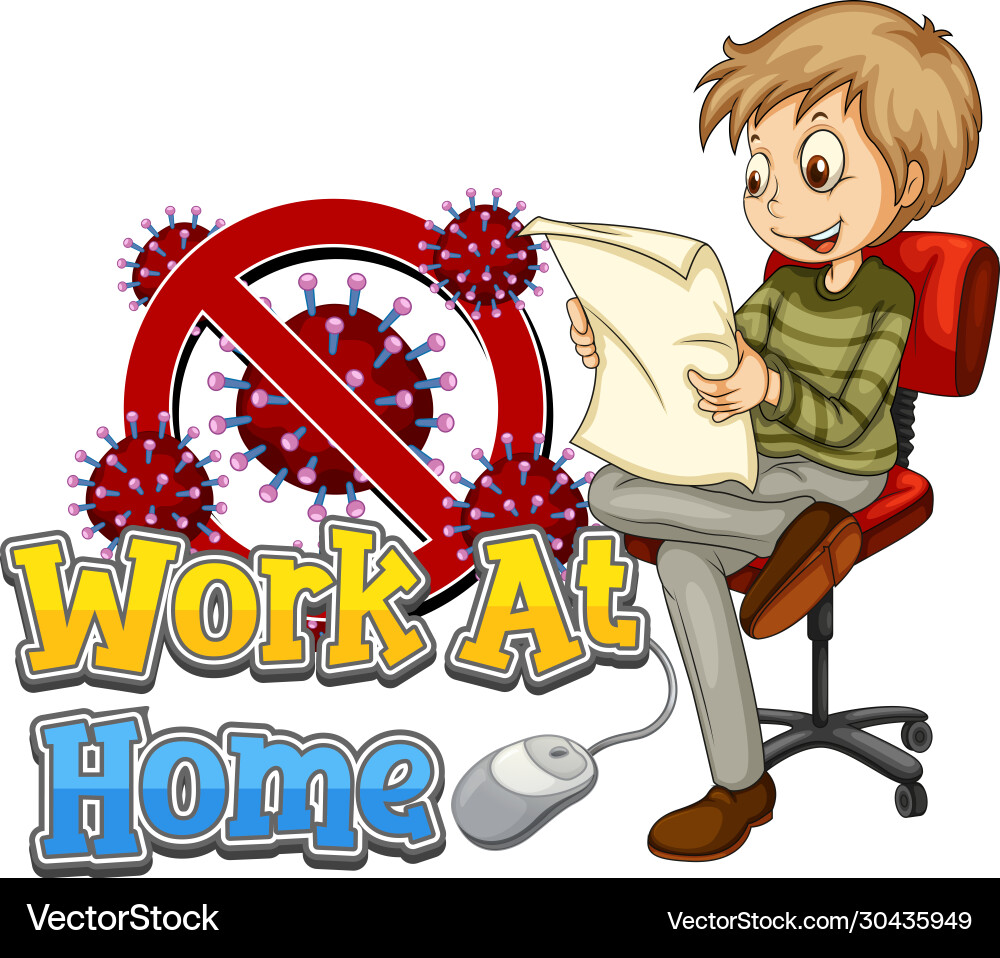Coronavirus poster design with word work at home Vector Image