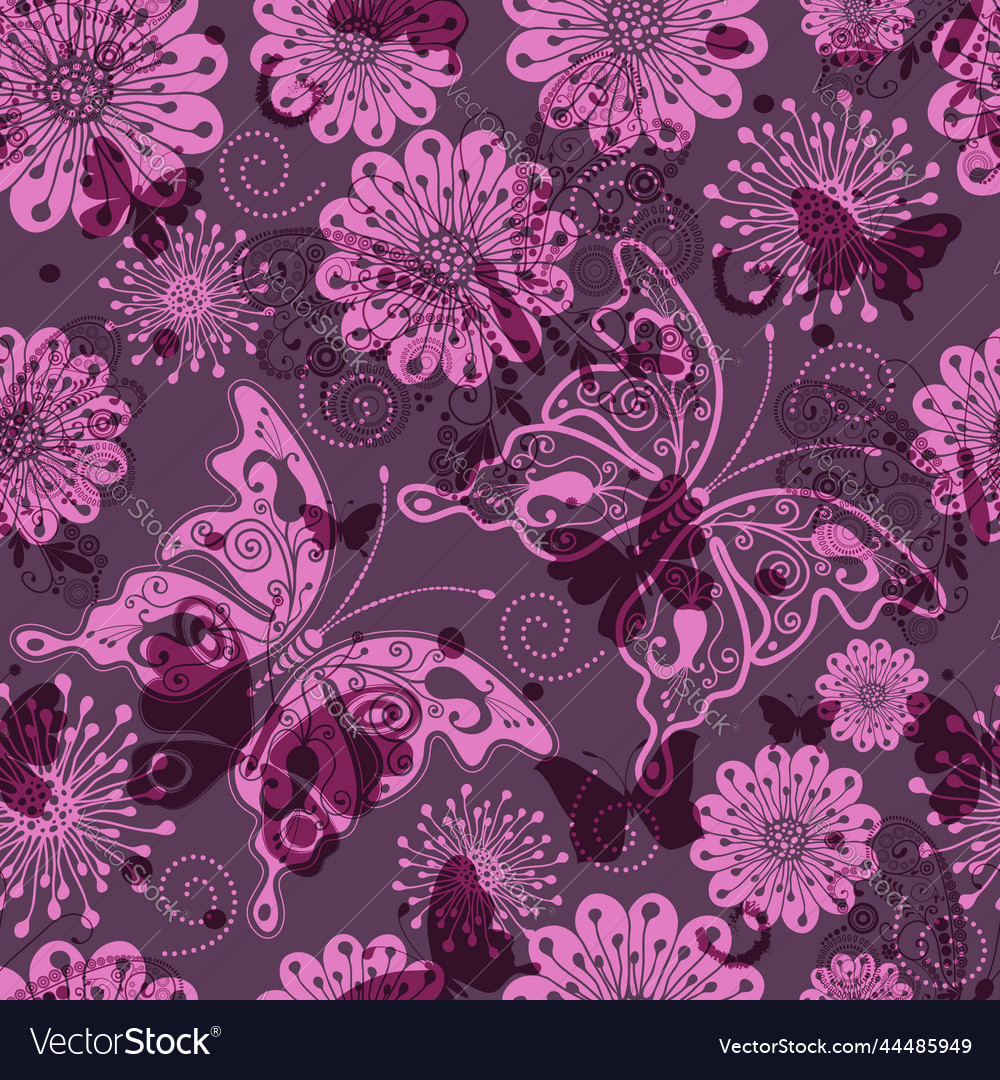 Purple floral seamless pattern Royalty Free Vector Image