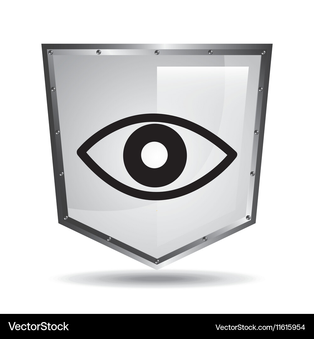 Symbol surveillance icon shield steel Royalty Free Vector