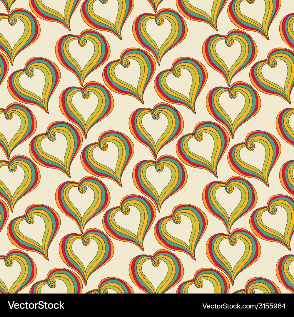 Abstract colorful hearts on a beige background Vector Image