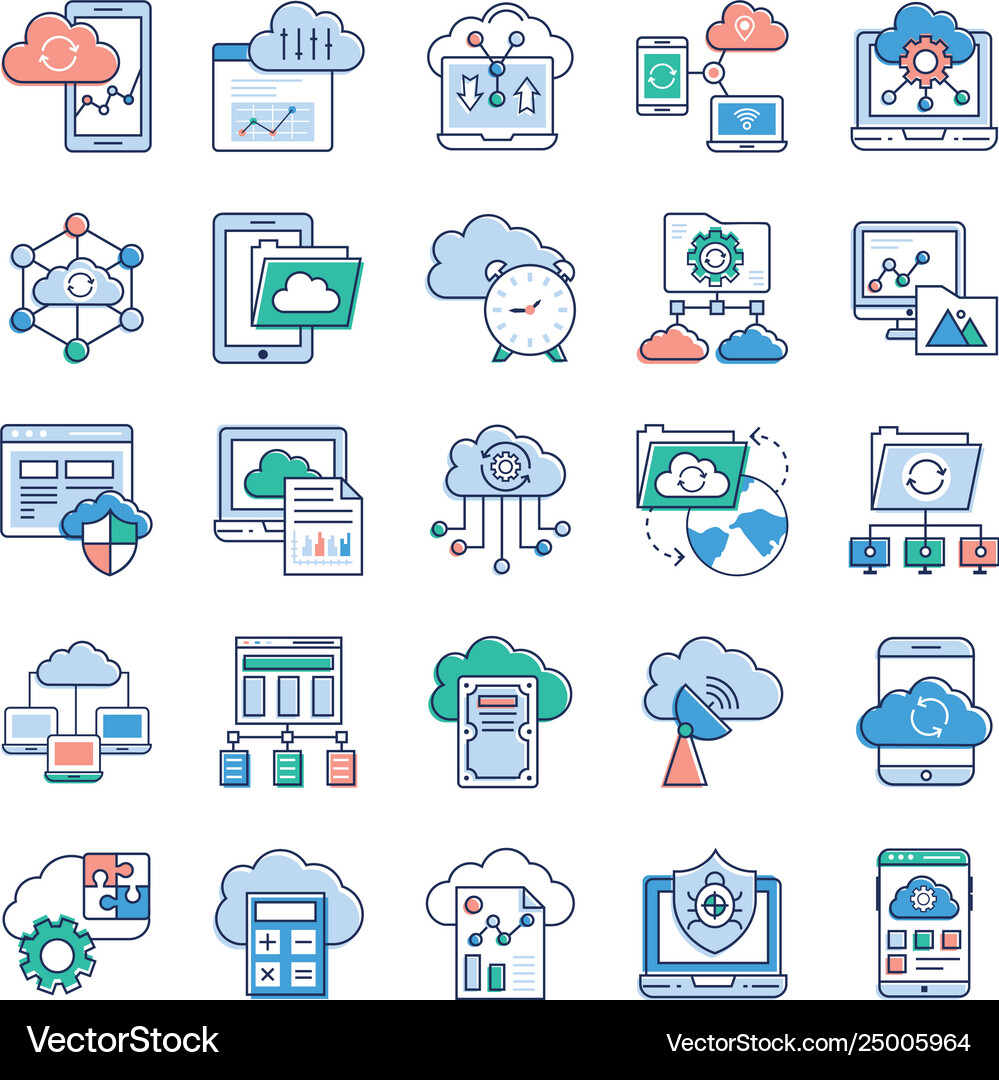 Cloud services icons Royalty Free Vector Image