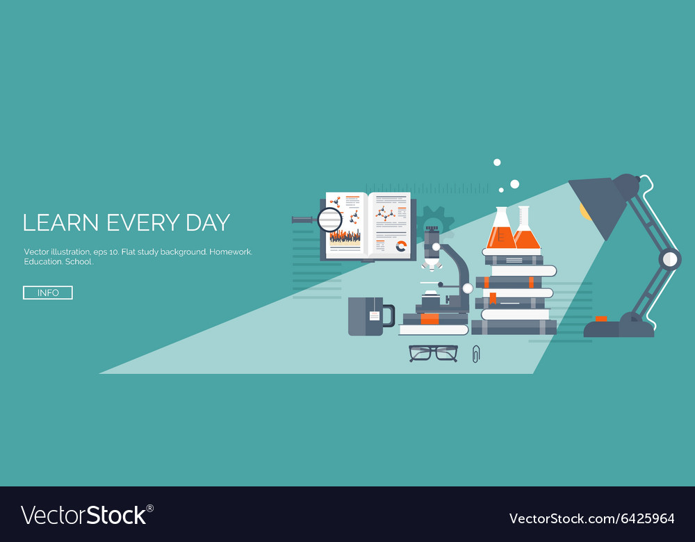 Flat study backgrounds set Royalty Free Vector Image