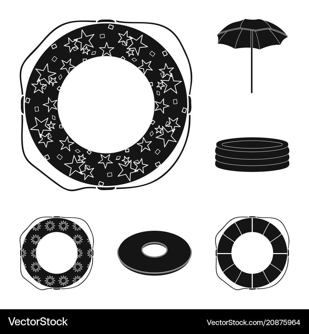 Multicolored swimming circle black icons in set Vector Image