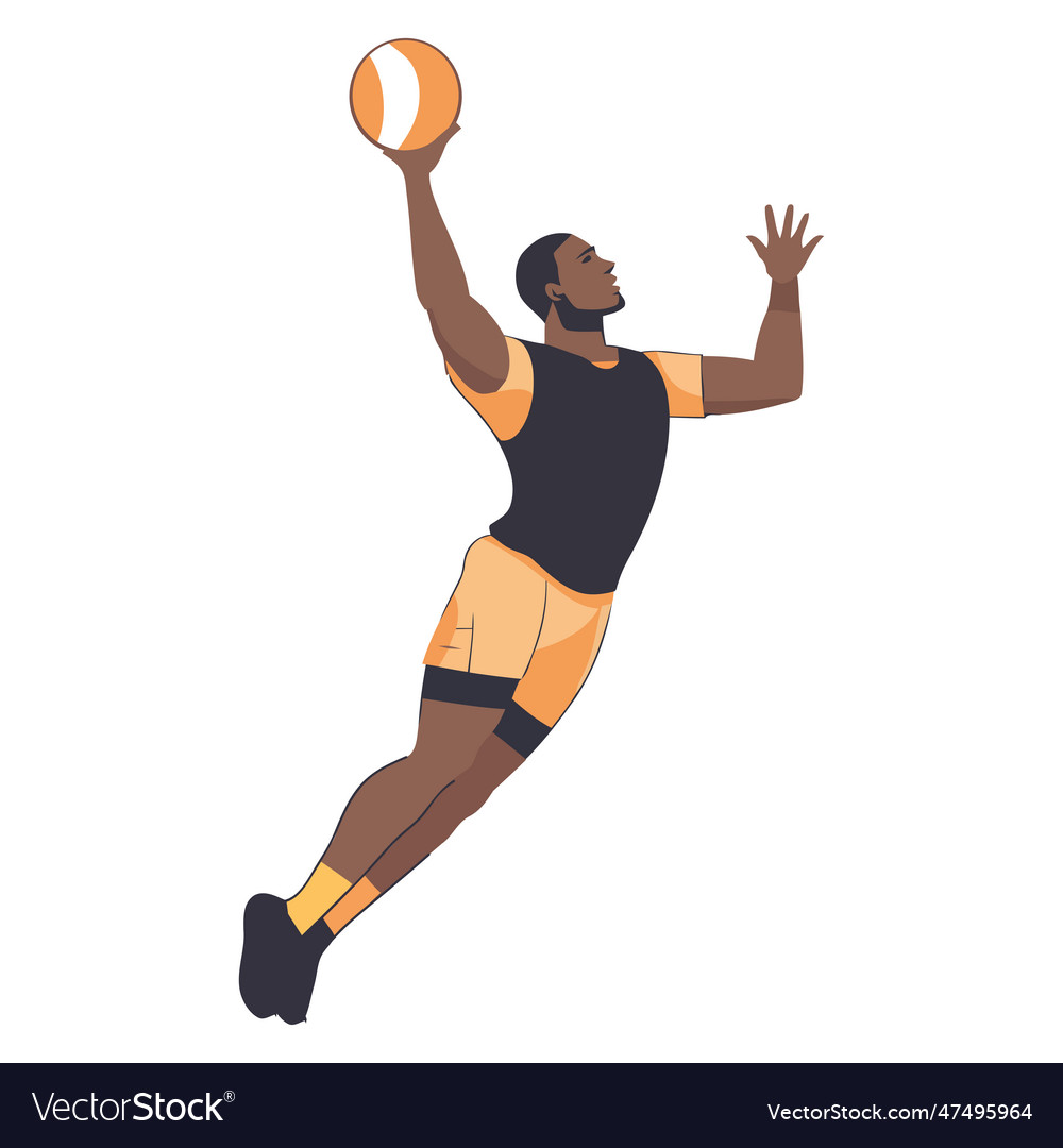 Muscular man jumping for basketball Royalty Free Vector
