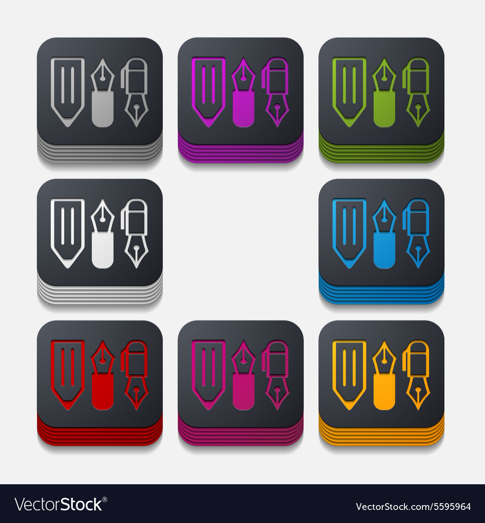 Square Button Pen Royalty Free Vector Image Vectorstock