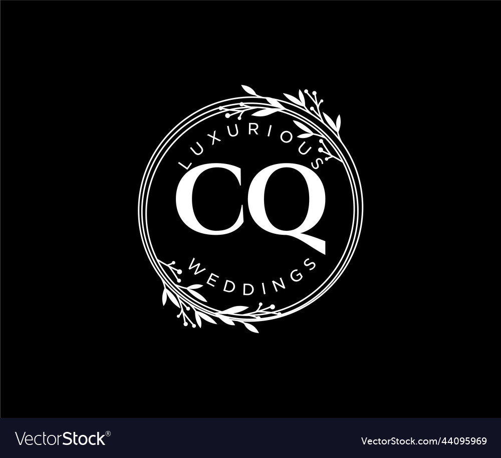 Cq Initials Letter Wedding Monogram Logos Vector Image