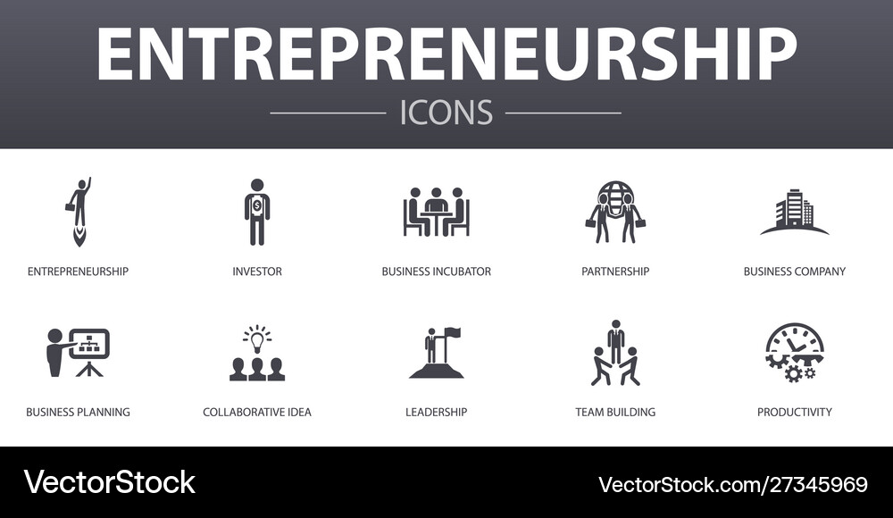 Entrepreneurship simple concept icons set Vector Image