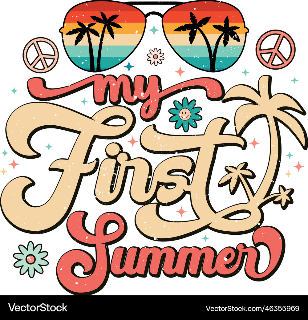 My first summer retro png Royalty Free Vector Image