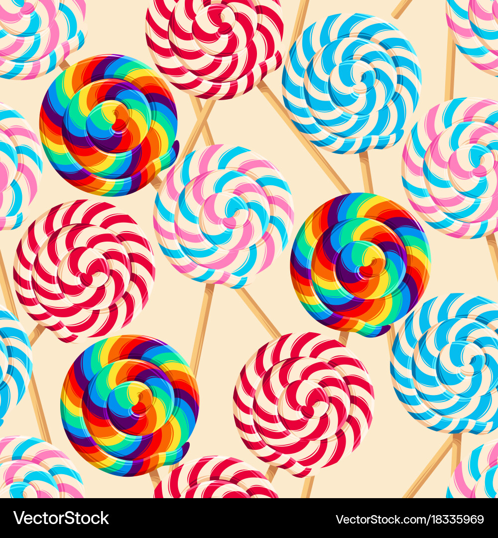 Seamless pattern with striped lollipops Royalty Free Vector
