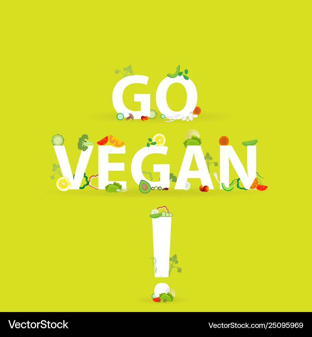 Vegetables pattern with an inscription go vegan Vector Image