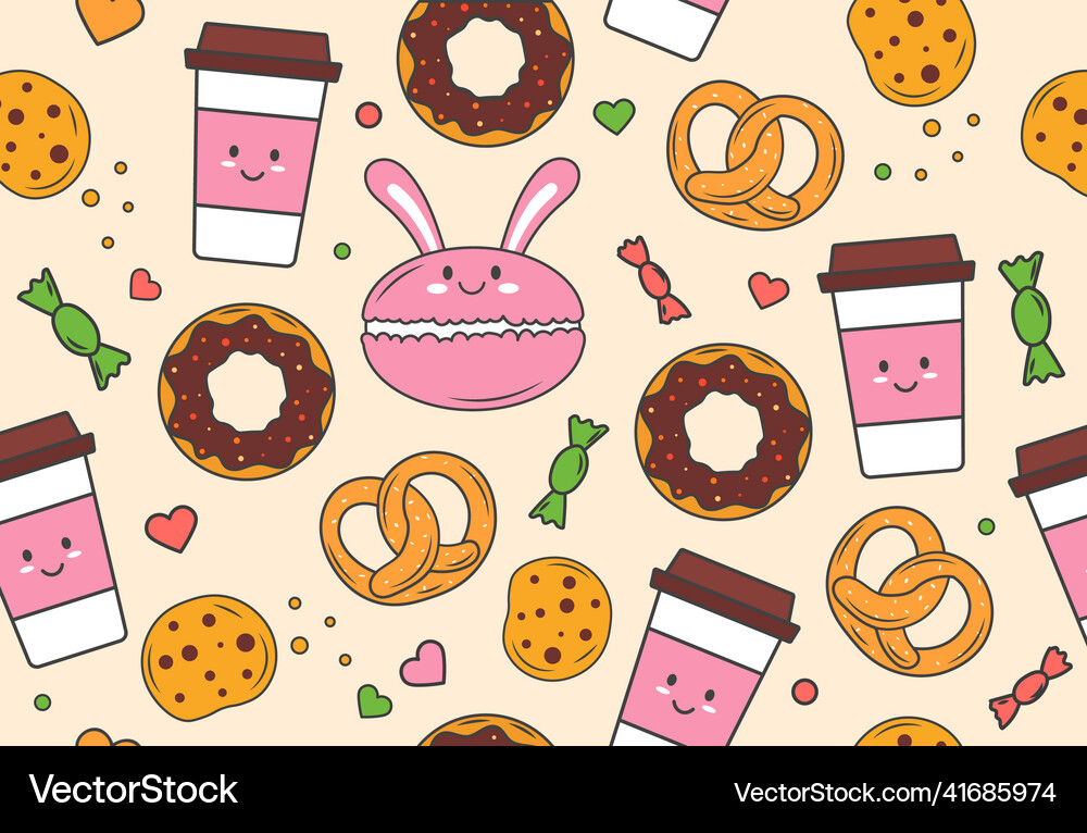 Cute seamless pattern with sweets Royalty Free Vector Image