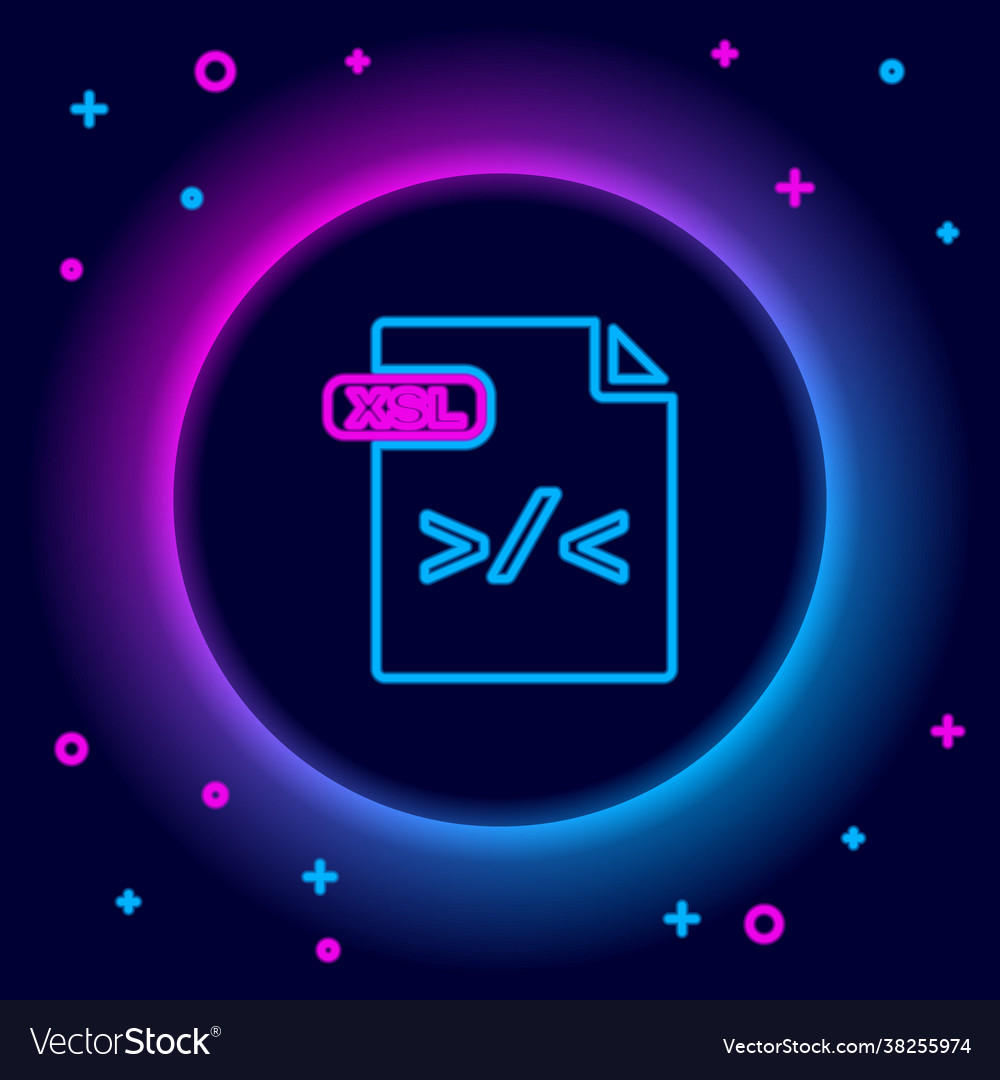Glowing neon line xsl file document download xsl Vector Image Glowing neon line xsl file document download xsl Vector Image