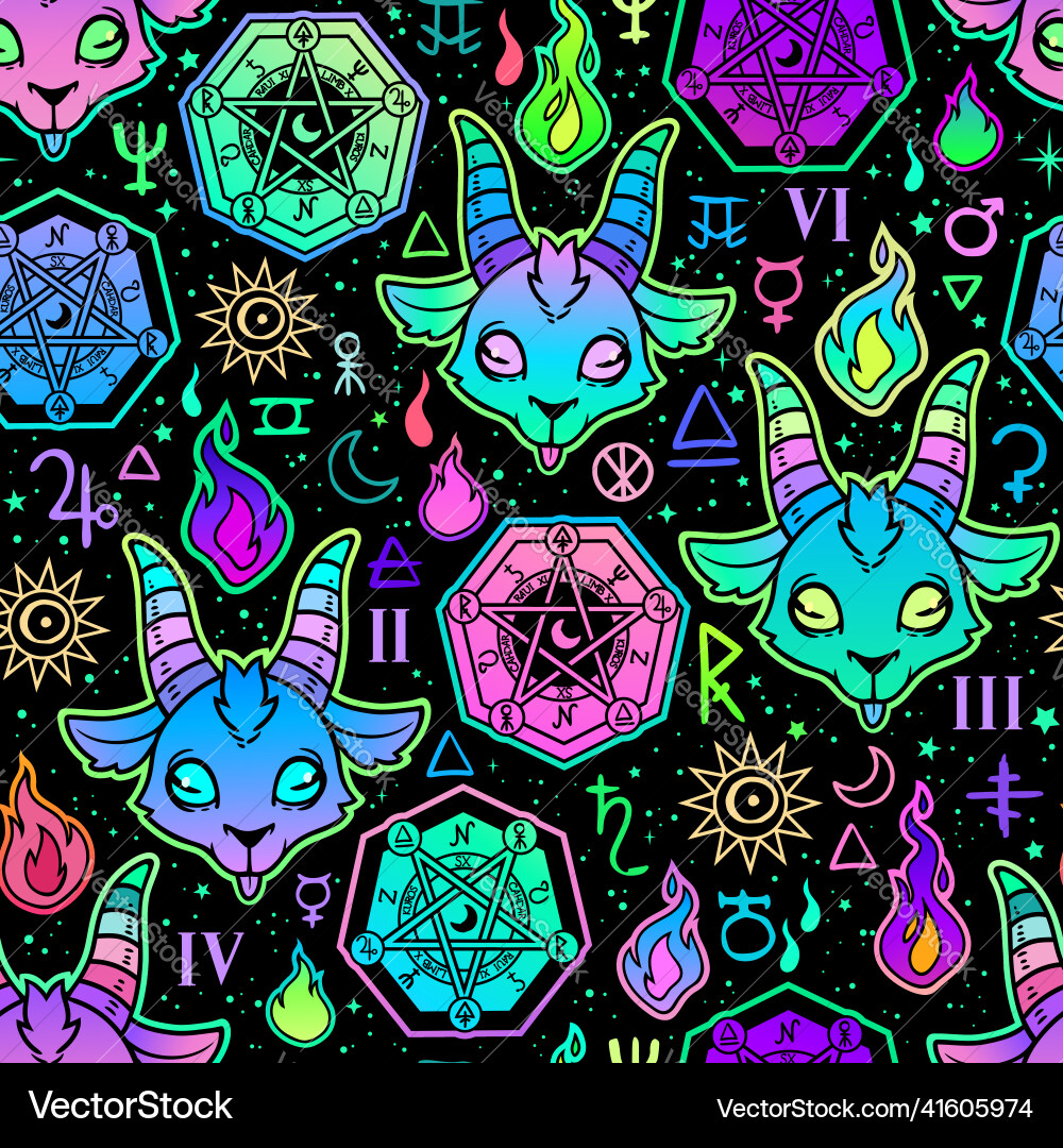 Seamless bright pattern with esoteric animals Vector Image