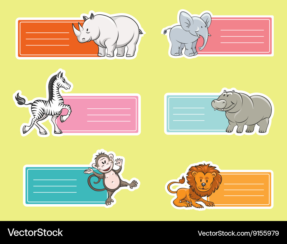 Baby tags with wild animals Royalty Free Vector Image