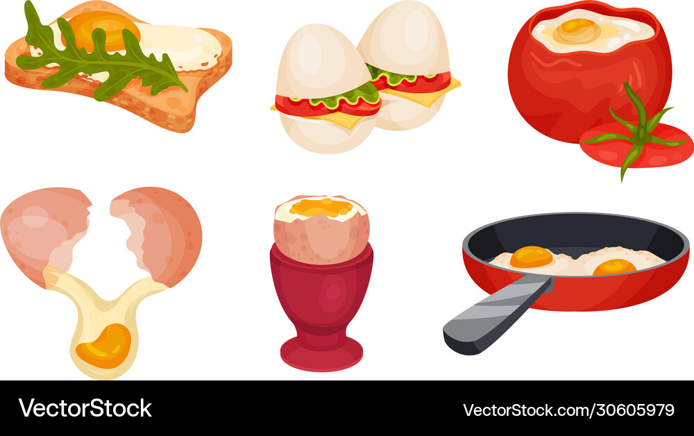 Raw and cooked egg with stuffed boiled Royalty Free Vector