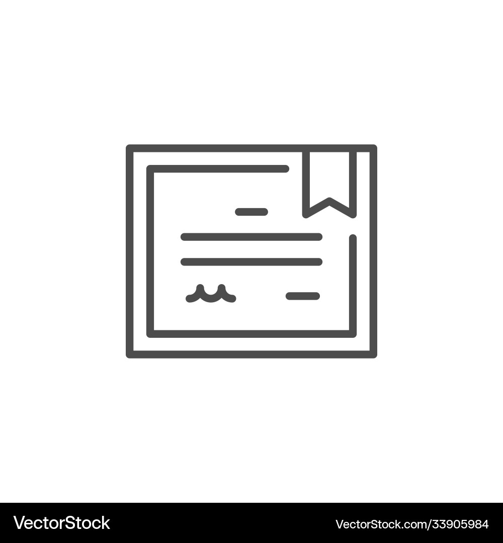 Certificate or diploma line outline icon Vector Image