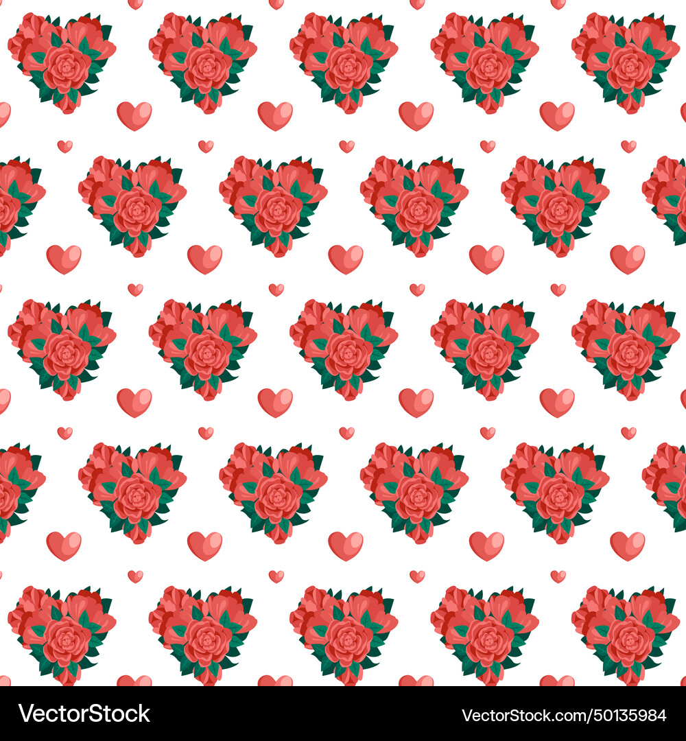 Valentines seamless pattern with red roses Vector Image