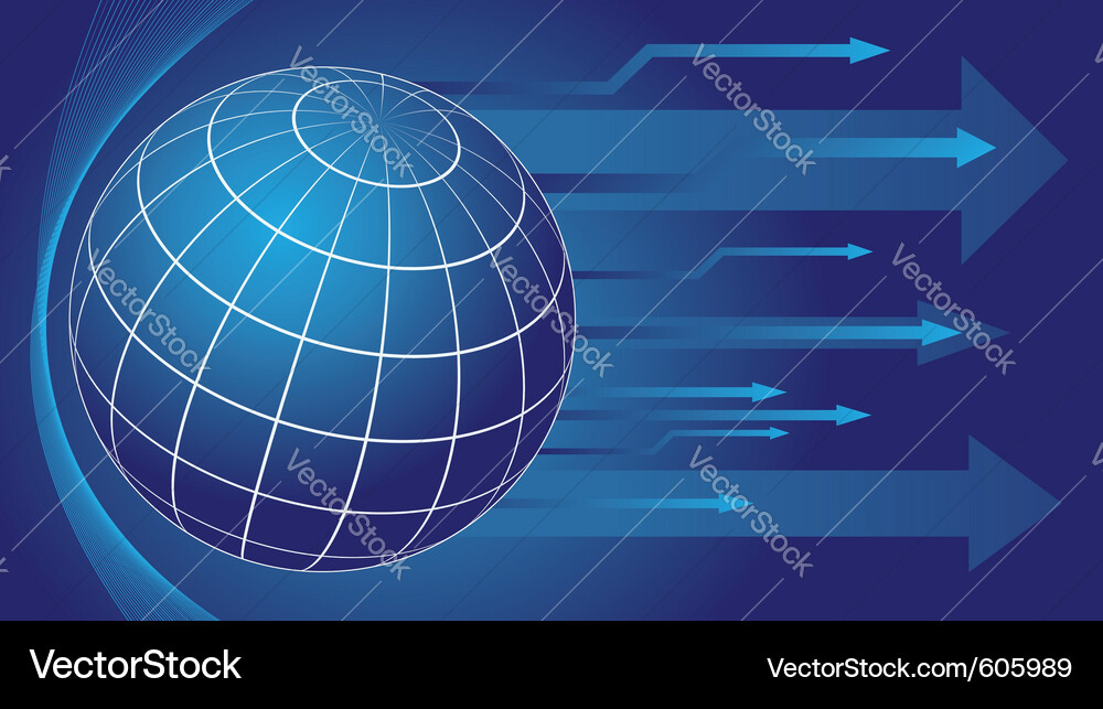 Arrows on Globe Background Royalty Free Vector Image