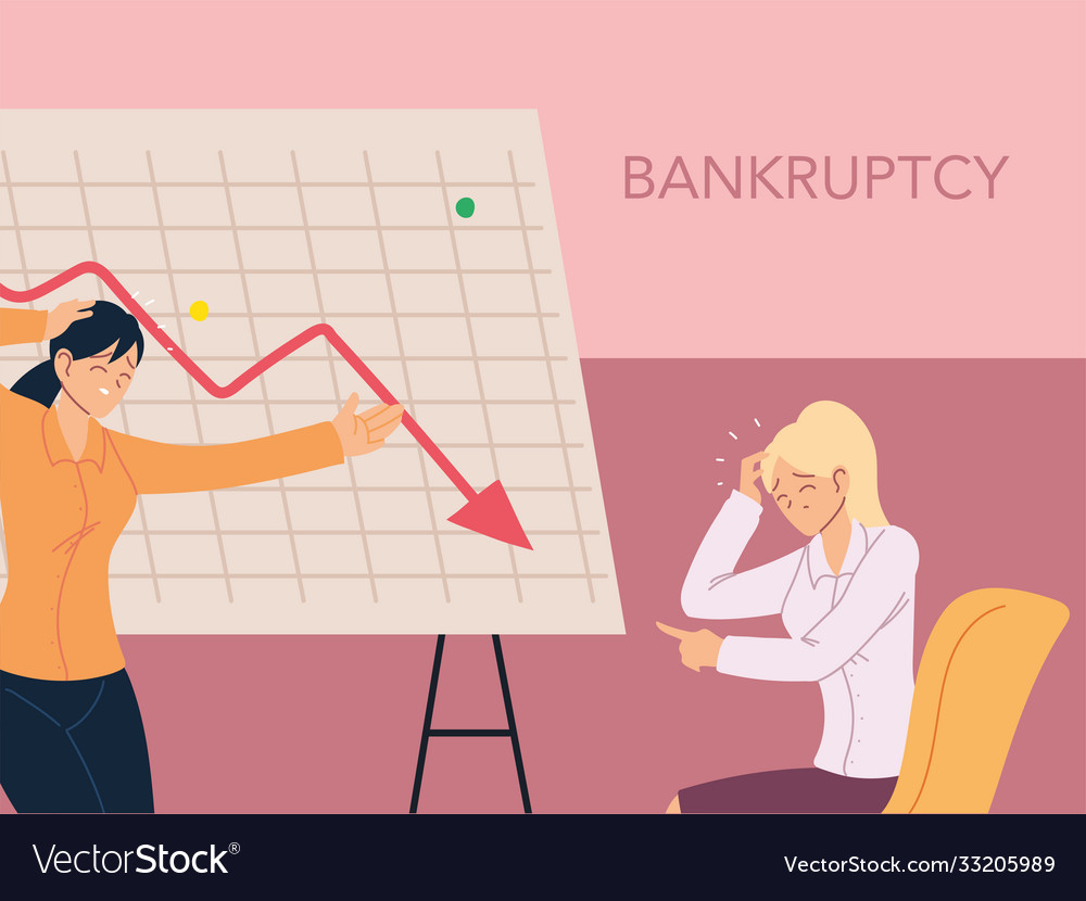 Businesswomen with headache and decrease arrow Vector Image