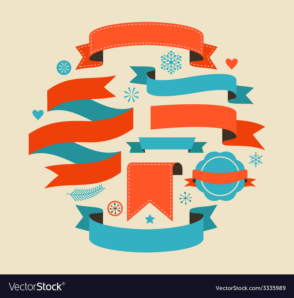 Collection of christmas vintage retro banners Vector Image