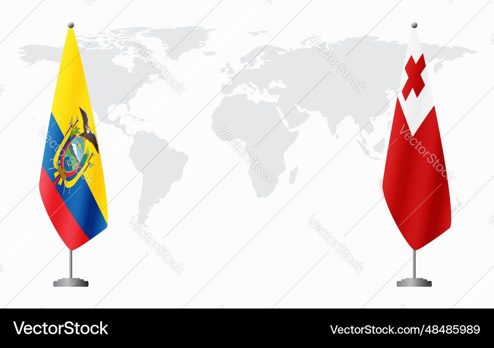 Ecuador and tonga flags for official meeting Vector Image
