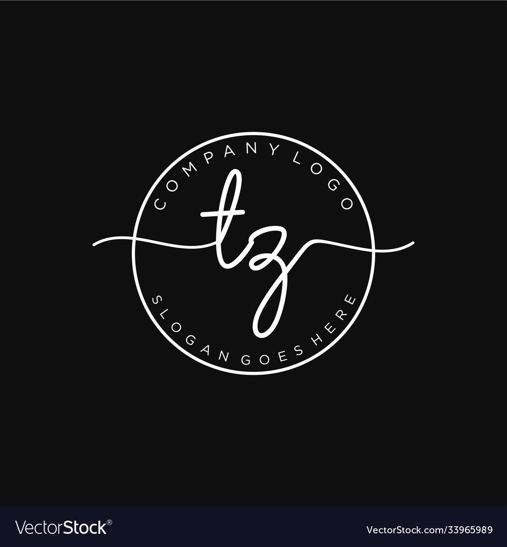 Initial tz handwriting logo with circle template Vector Image