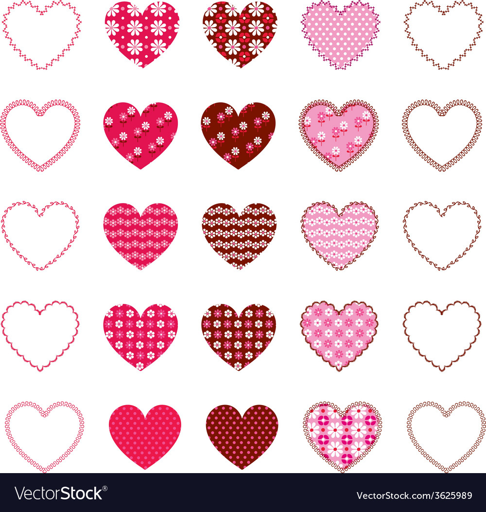 Patterned Hearts and Frames Royalty Free Vector Image