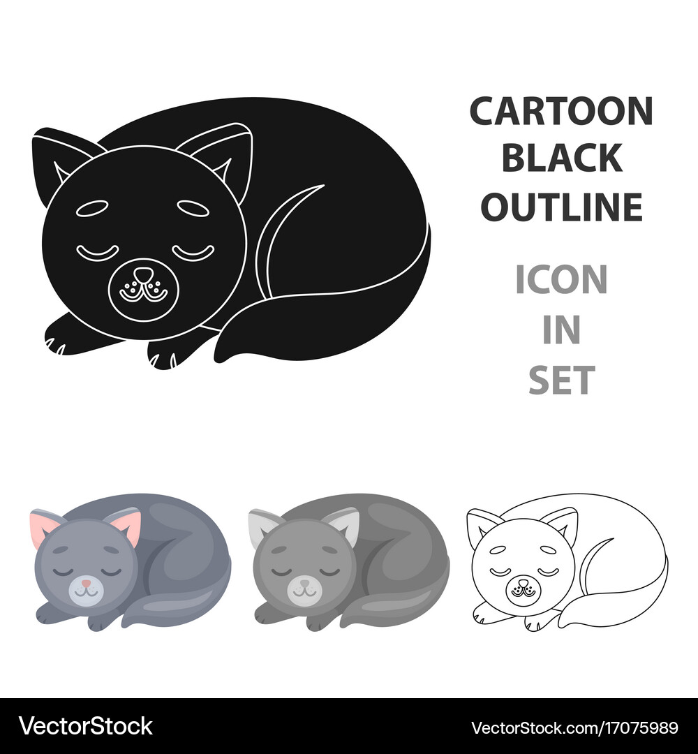 Sleeping cat icon in cartoon style isolated Vector Image