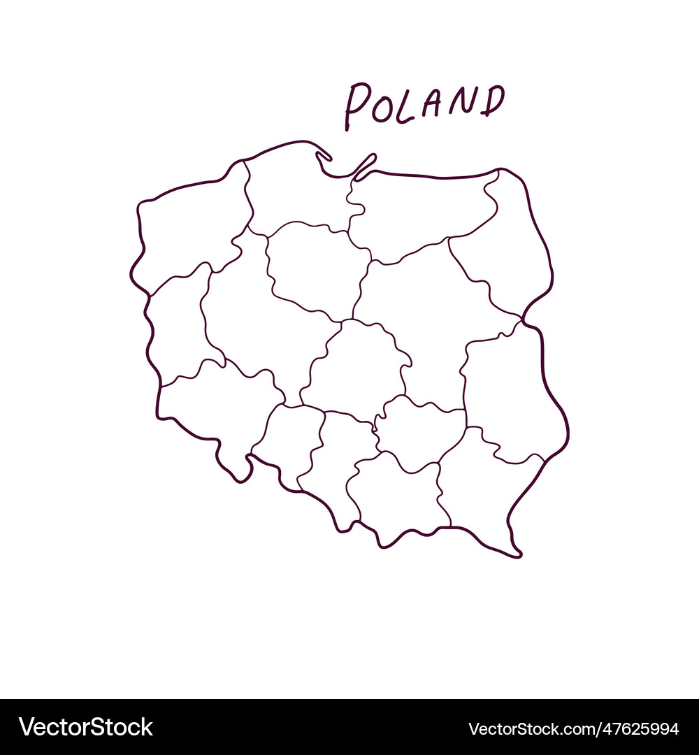 Hand drawn doodle map of poland Royalty Free Vector Image