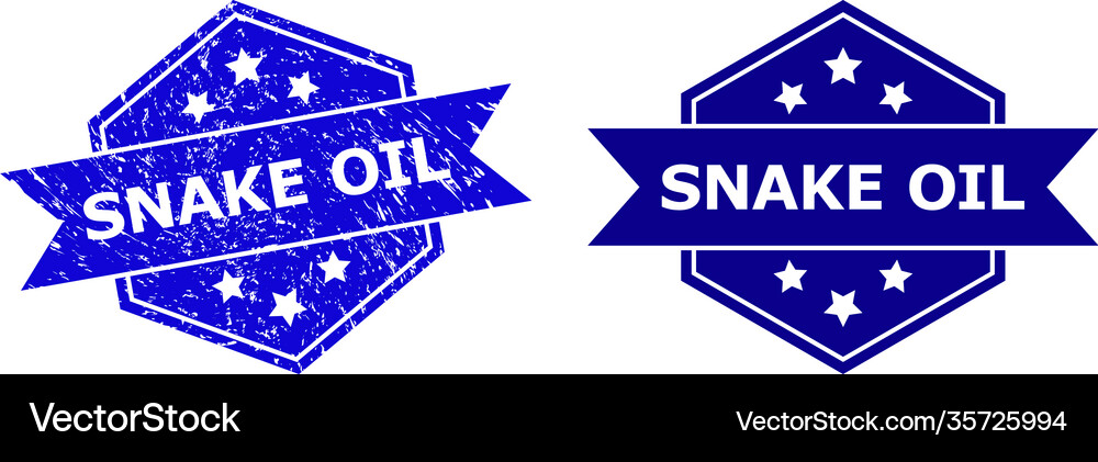 Hexagonal snake oil watermark with grunge texture Vector Image