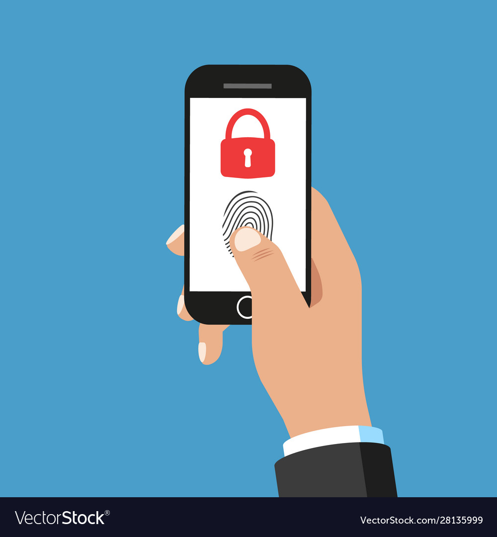 Hands with smartphone unlocked fingerprint Vector Image Hands with smartphone unlocked fingerprint Vector Image
