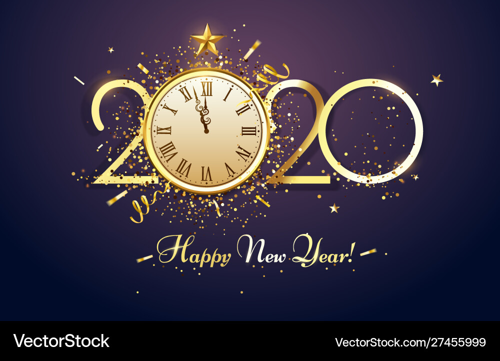 Happy 2020 new year party countdown clock with Vector Image