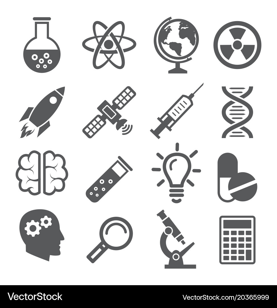 Science icons on white Royalty Free Vector Image