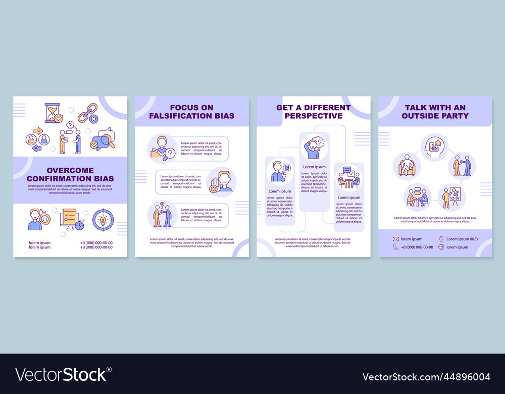 Overcoming Confirmation Bias Tips Blue Brochure Vector Image