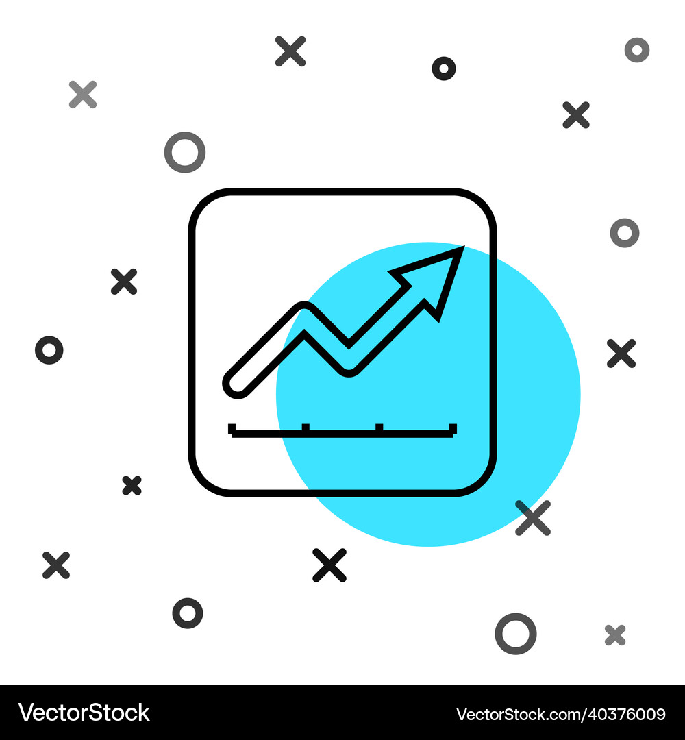 Black line financial growth increase icon isolated